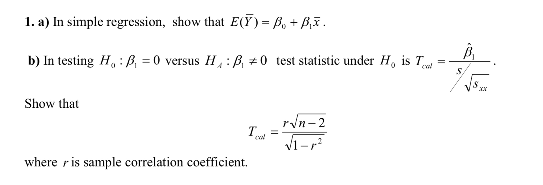 Solved a) ﻿In simple regression, show that | Chegg.com