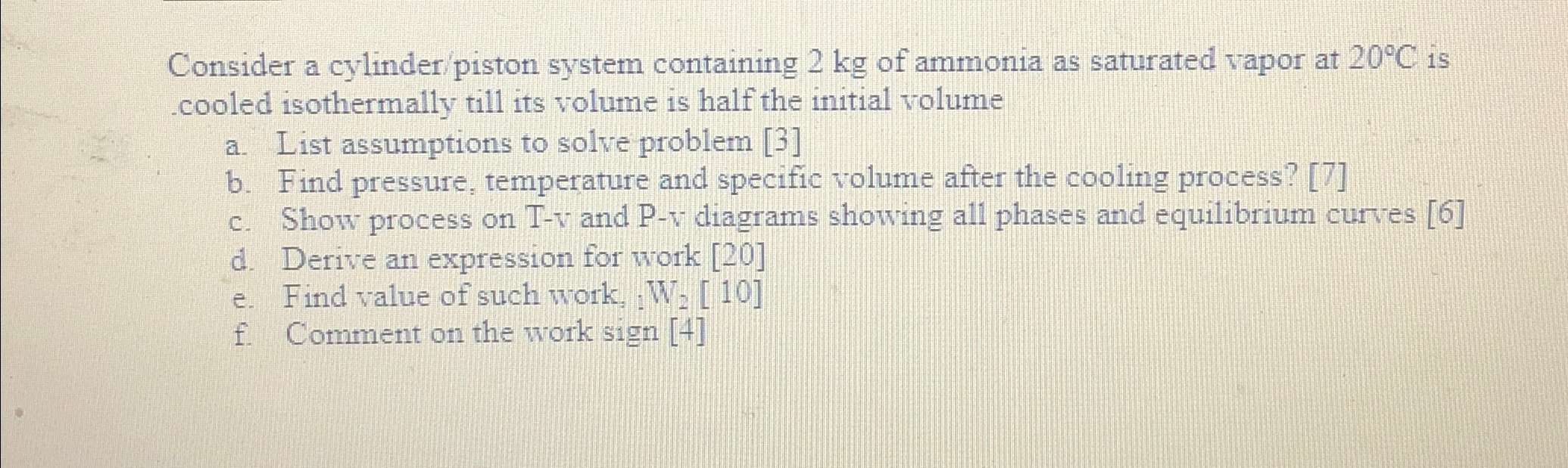 Solved Consider a cylinder/piston system containing 2kg ﻿of | Chegg.com