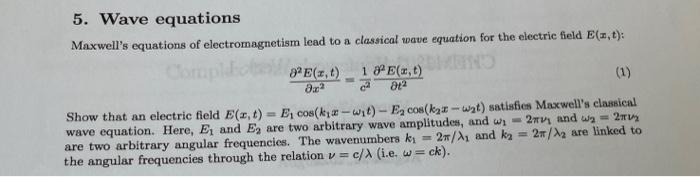 [solved] 5 Wave Equations Maxwells Equations Of Elec