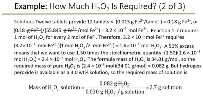 Example: How Much H2O2 Is Required? (3 of 3 ) Test | Chegg.com