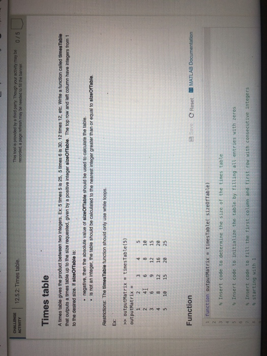 Solved CHALLENGE ACTIVITY 12.5.2: Times table. This tool is | Chegg.com