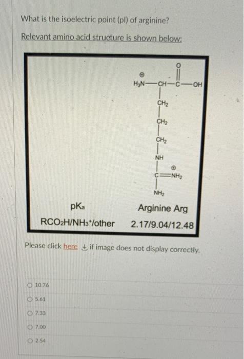 Solved What is the isoelectric point (pl) of arginine? | Chegg.com