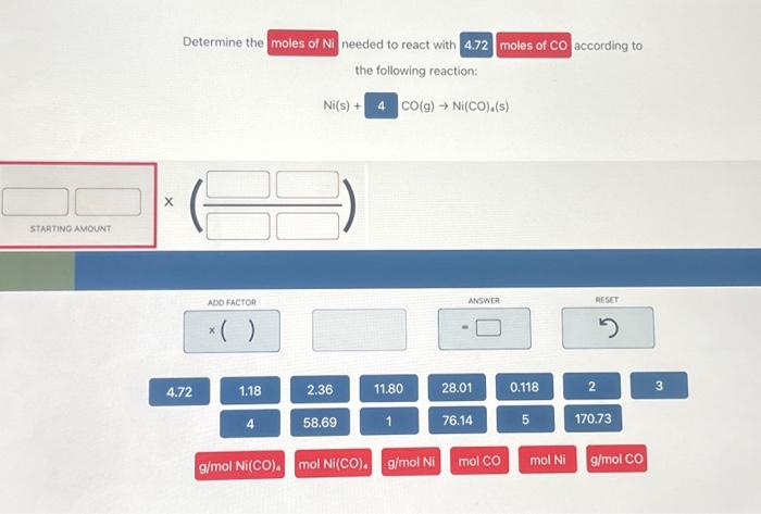 Solved Ni(s)+CO(g)→Ni(CO)4( s) | Chegg.com