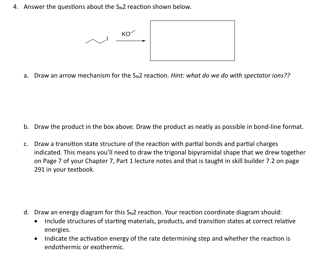 Solved Answer the questions about the SN2 ﻿reaction shown | Chegg.com