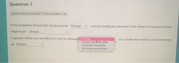 Solved Question 7 Status: Not yet answered 1 Points | Chegg.com