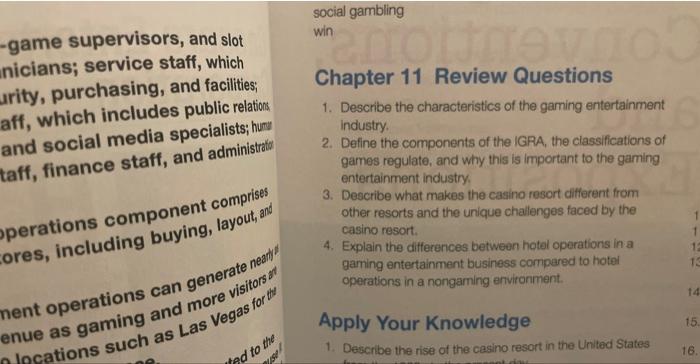 Solved -game supervisors, and slot nicians; service staff, | Chegg.com