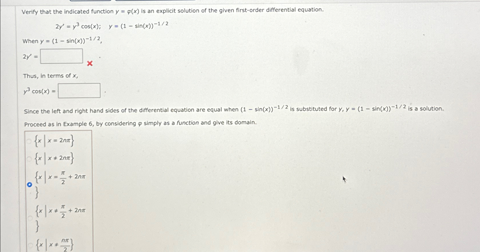 Solved Verify that the indicated function y=φ(x) ﻿is an | Chegg.com