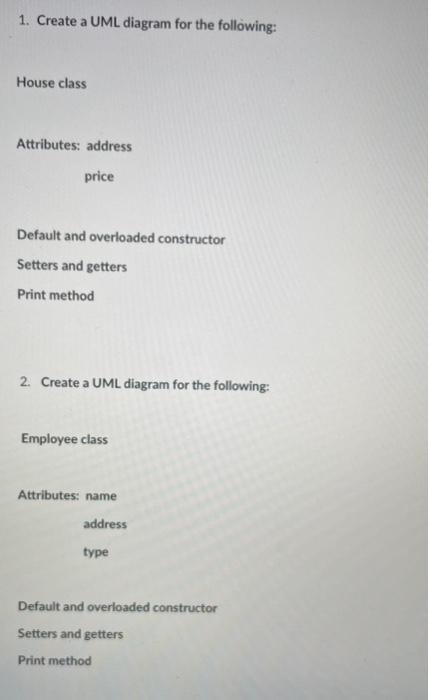 Solved Need help creating UML diagrams for each of these 3 | Chegg.com