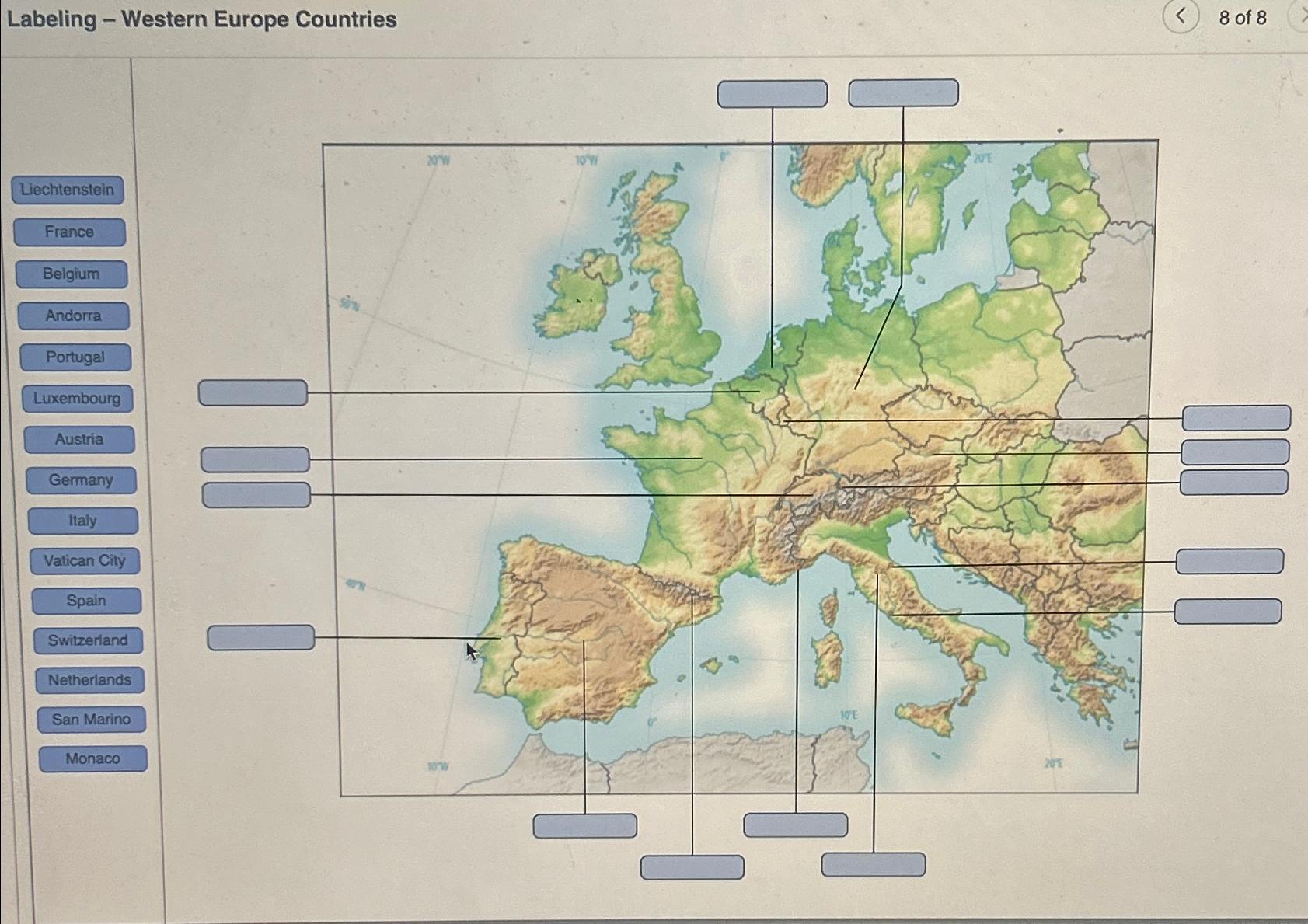 Solved Labeling - ﻿Western Europe Countries8 ﻿of 8 | Chegg.com
