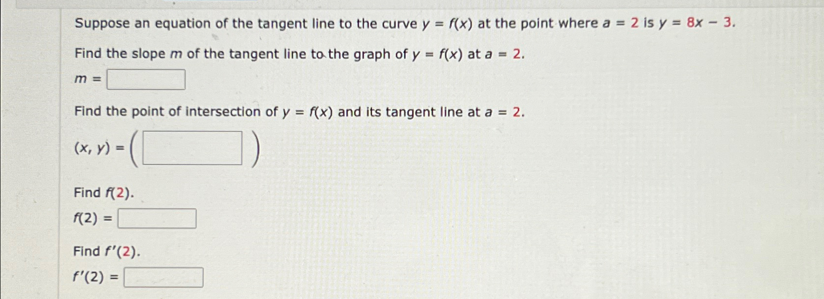 Solved Suppose an equation of the tangent line to the curve | Chegg.com