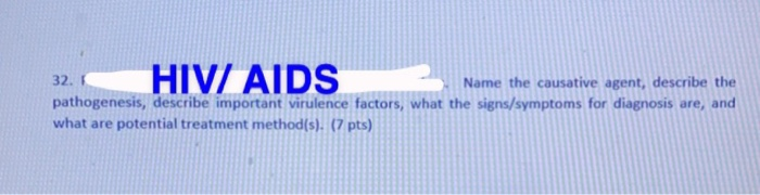 Solved HIV/ AIDS 32. Name the causative agent, describe the | Chegg.com