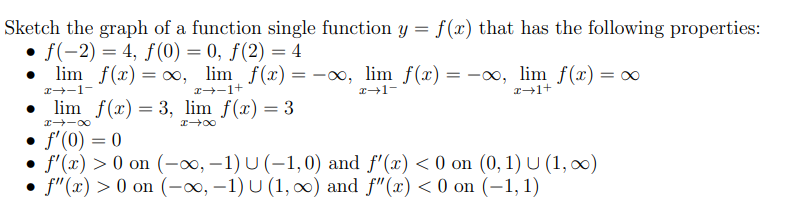 Solved Sketch the graph of a function single function y=f(x) | Chegg.com