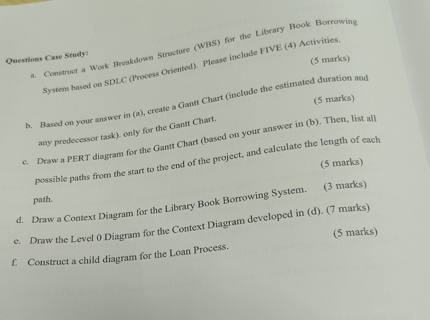 Solved Questions Case Study:a. ﻿Construct a Work Breakdown | Chegg.com