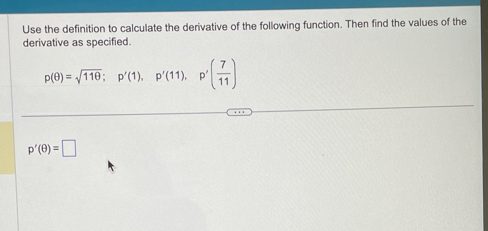 Solved Use the definition to calculate the derivative of the | Chegg.com