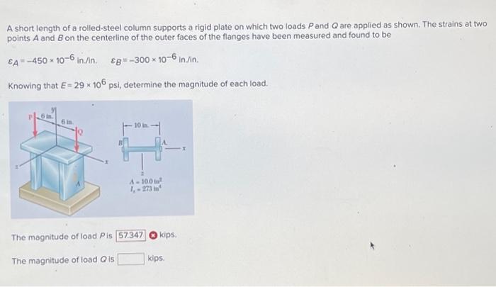 Solved A short length of a rolled-steel column supports a | Chegg.com