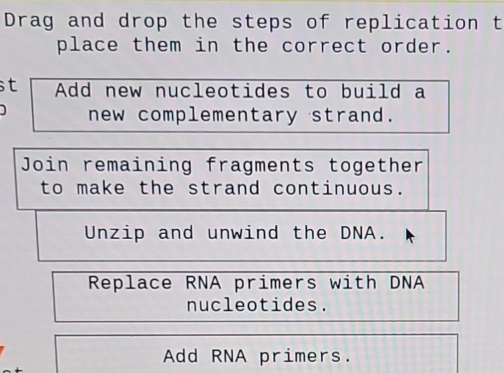 Solved Drag and drop the steps of replication place them in | Chegg.com
