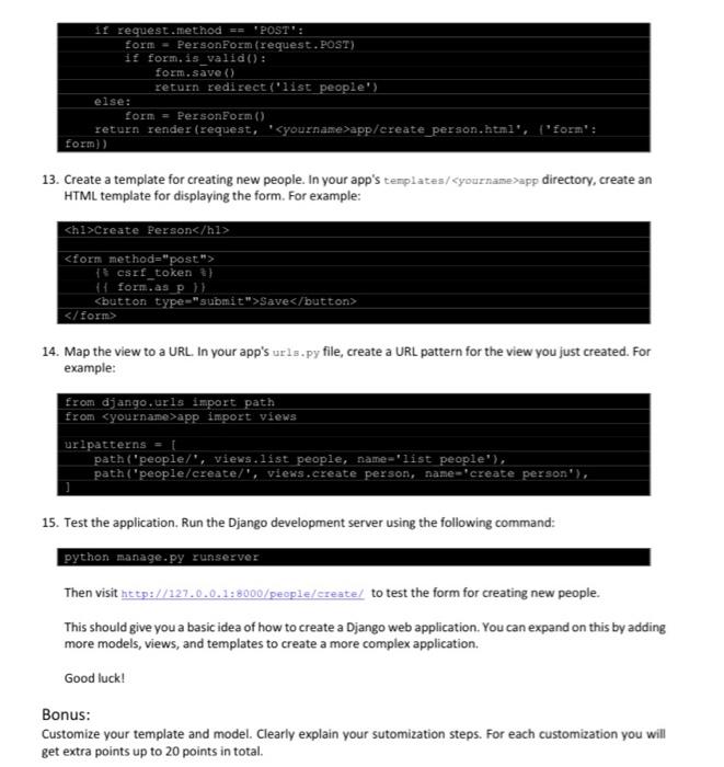 Solved 1. Install Django on your machine. If you don't have | Chegg.com