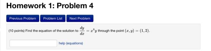 Solved (10 points) Find the equation of the solution to | Chegg.com