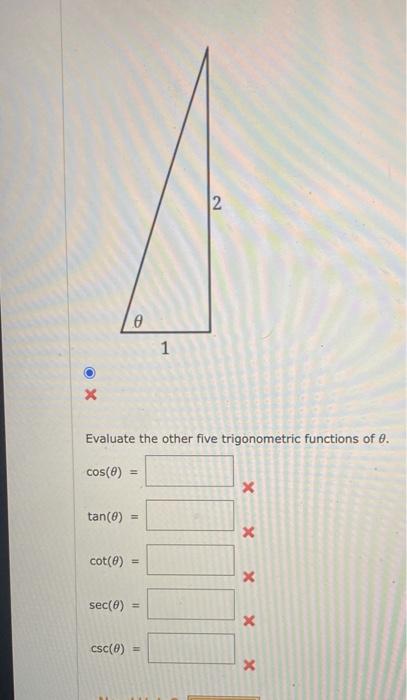 Solved sin(θ)=21Evaluate the other five trigonometric | Chegg.com