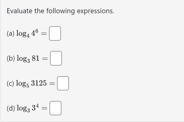 Solved Evaluate the following | Chegg.com