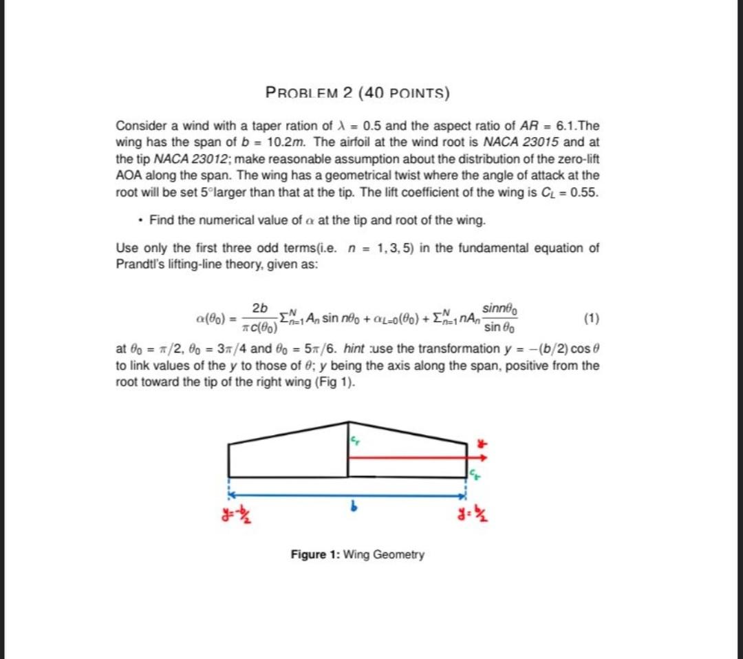 Solved Consider a wind with a taper ration of λ=0.5 and the | Chegg.com