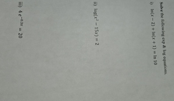 Solved Solve the following exp&log | Chegg.com