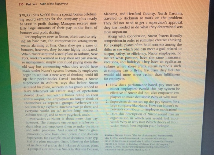 Solved Problem-solving Case: Motivating Employees at Nucor | Chegg.com