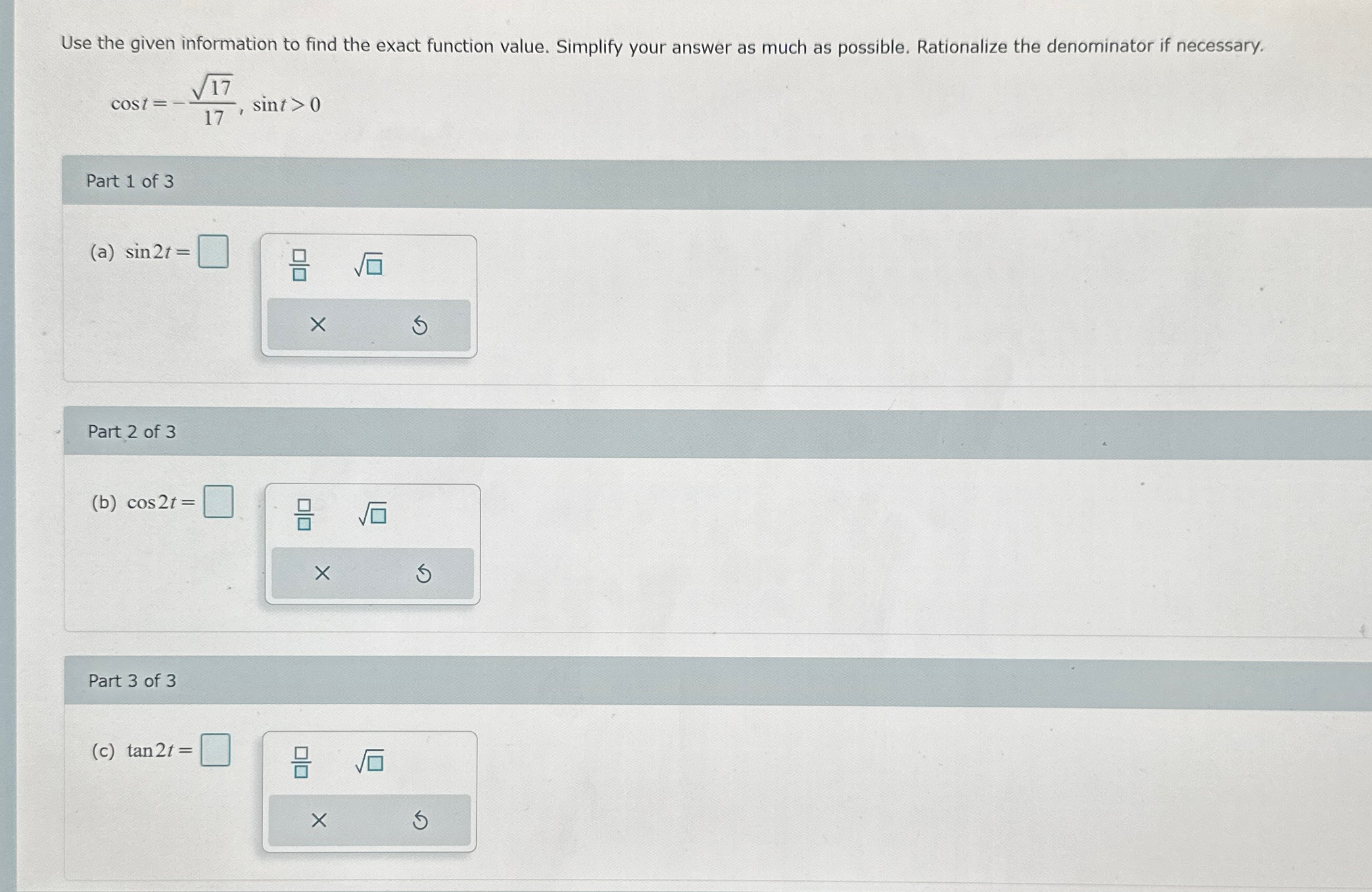 Use the given information to find the exact function | Chegg.com