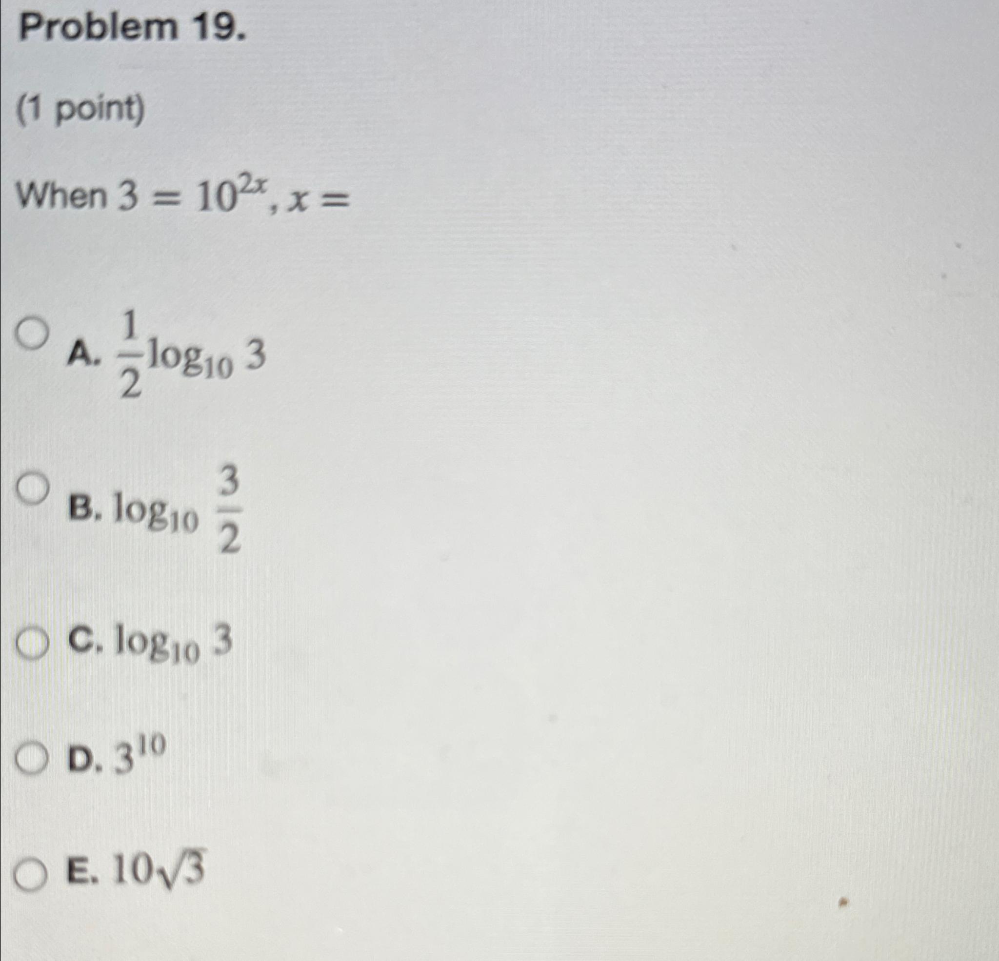 Solved Problem 19.(1 ﻿point)When | Chegg.com