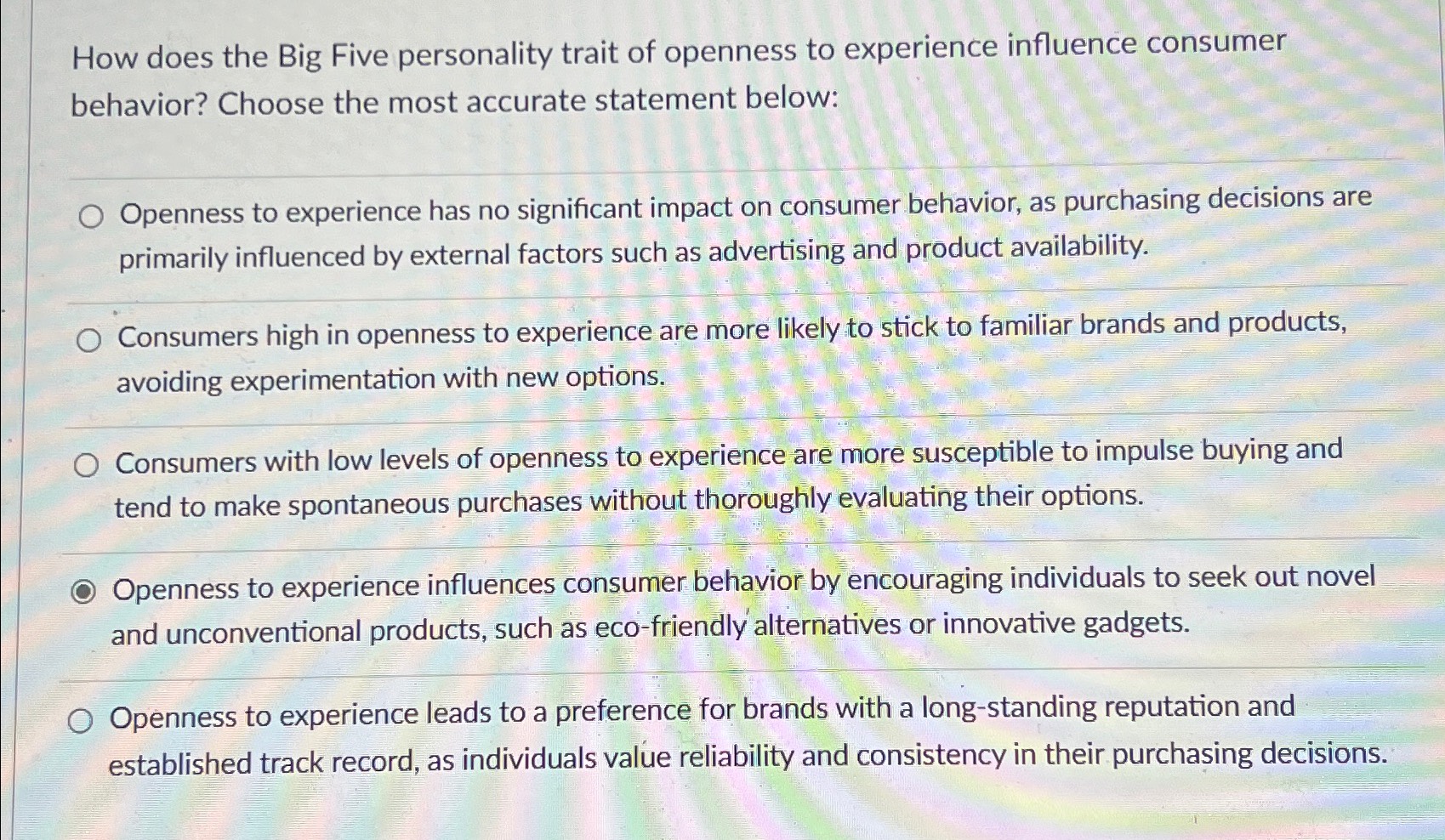 Solved How does the Big Five personality trait of openness | Chegg.com