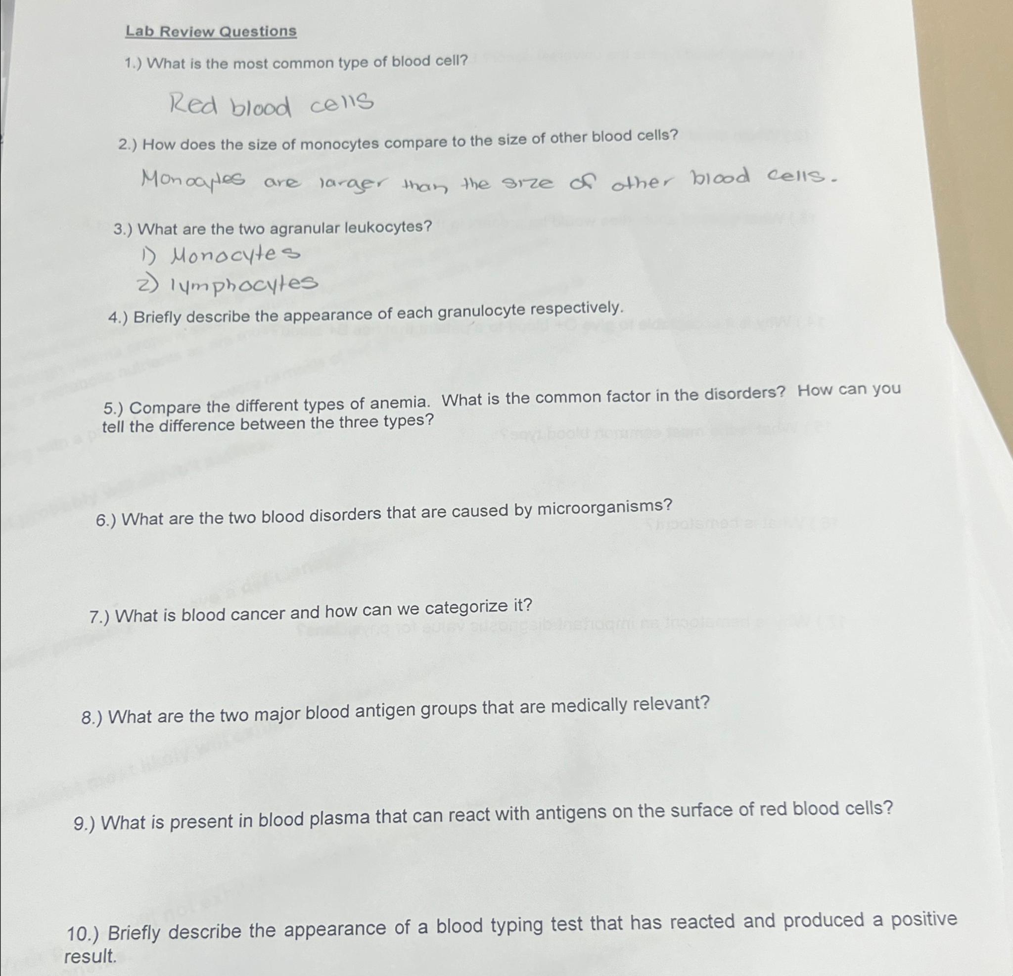 Solved Lab Review Questions1.) ﻿What is the most common type | Chegg.com