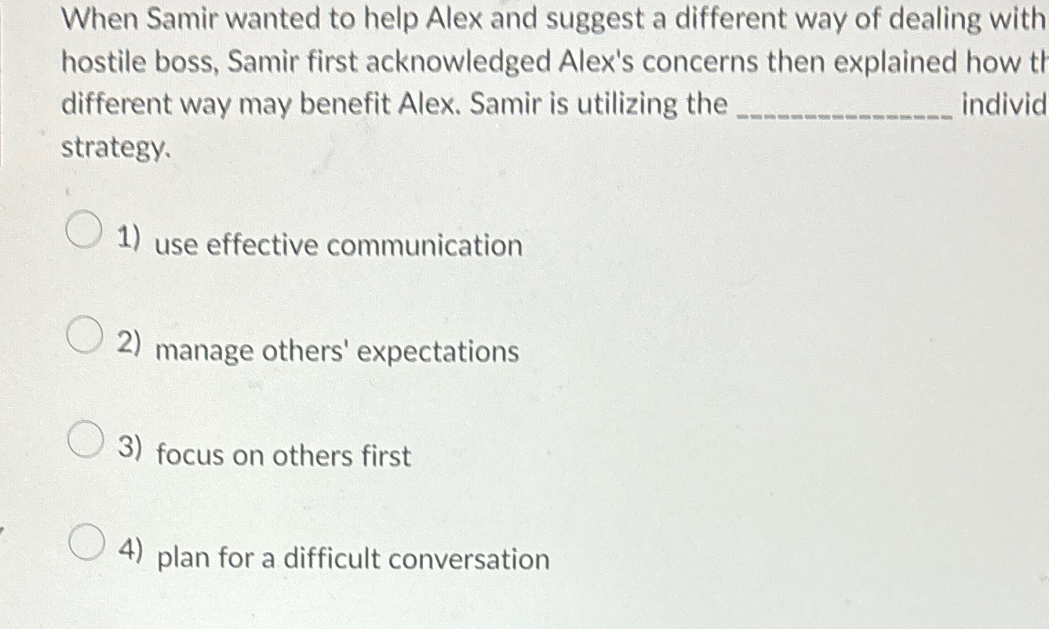 Solved When Samir wanted to help Alex and suggest a | Chegg.com
