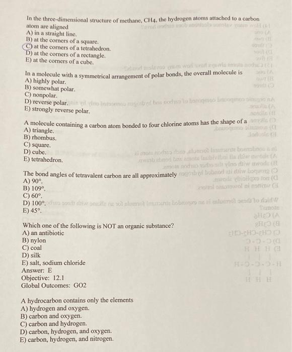 Solved In the three-dimensional structure of methane, CH4, | Chegg.com