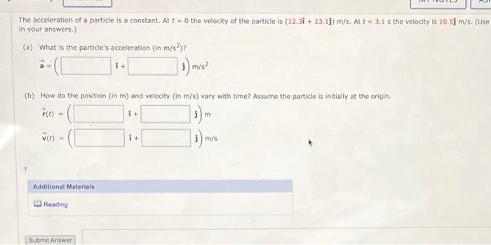 Solved The acceleration of a particle is a constant. At t=0 | Chegg.com