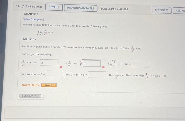 Solved 11. [0/0.65 Points] SOLUTION EXAMPLE 5 Video Example) | Chegg.com