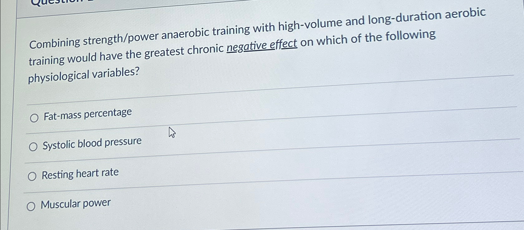 Solved Combining strength/power anaerobic training with | Chegg.com