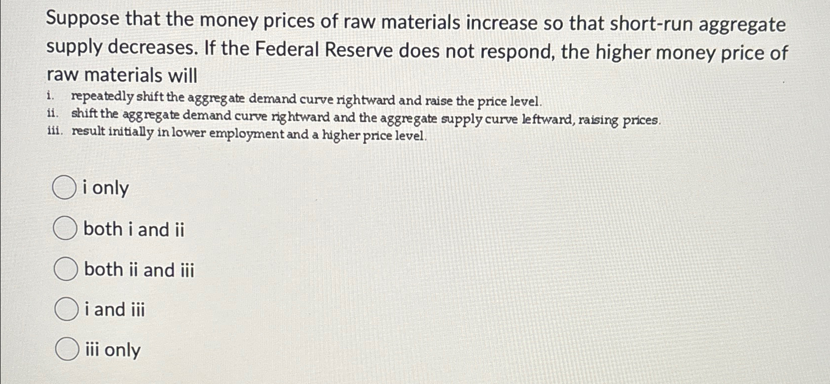 Solved Suppose that the money prices of raw materials | Chegg.com