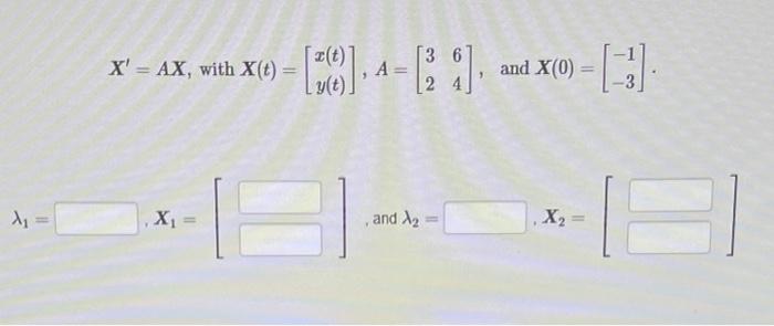 Solved point) For the linear system X′=AX, with | Chegg.com