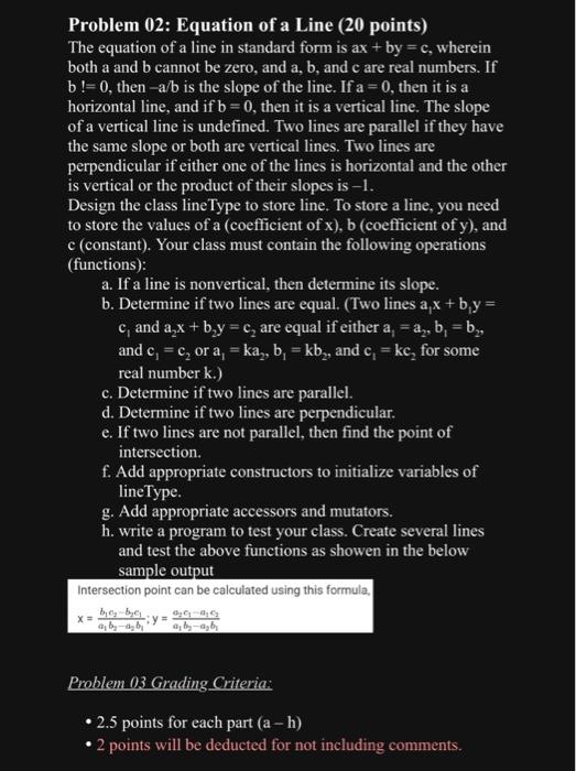 Solved Problem 02: Equation of a Line (20 points) The | Chegg.com