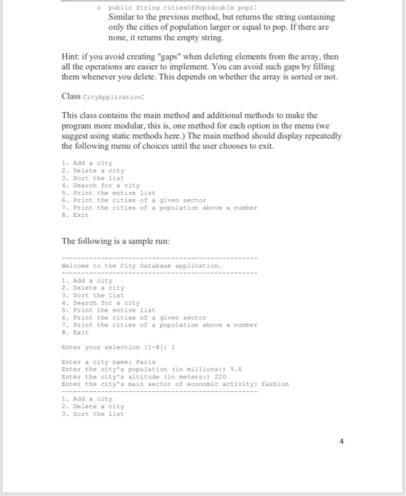 Solved Project A city database This problem intends to give | Chegg.com