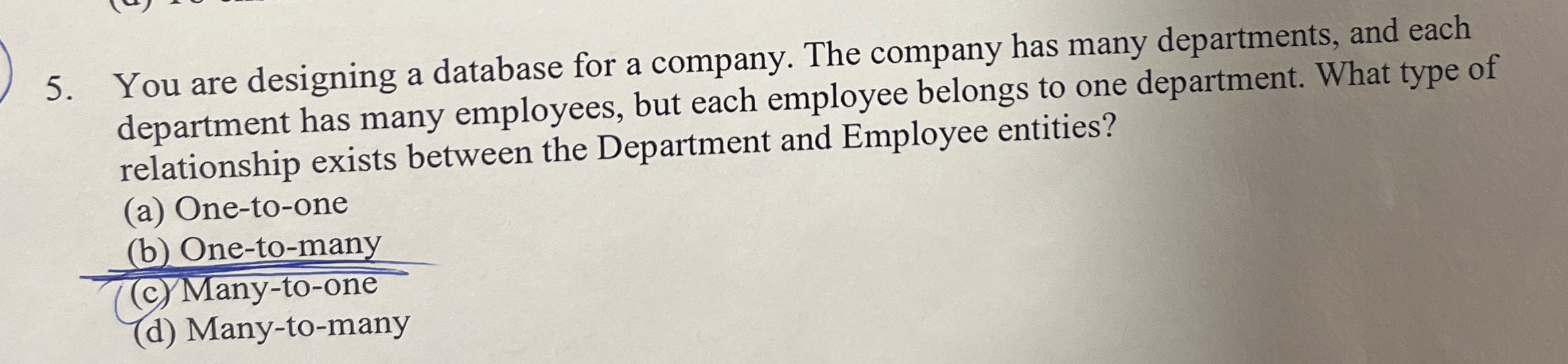 Solved You are designing a database for a company. The | Chegg.com