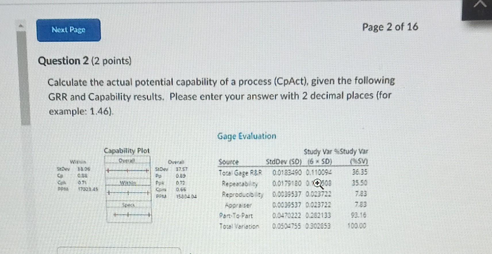Question 2 (2 points) Calculate the actual potential | Chegg.com