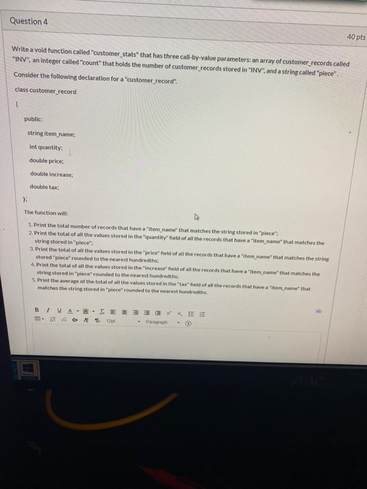 Solved Question 4 40 Pts Write A Vold Function Called