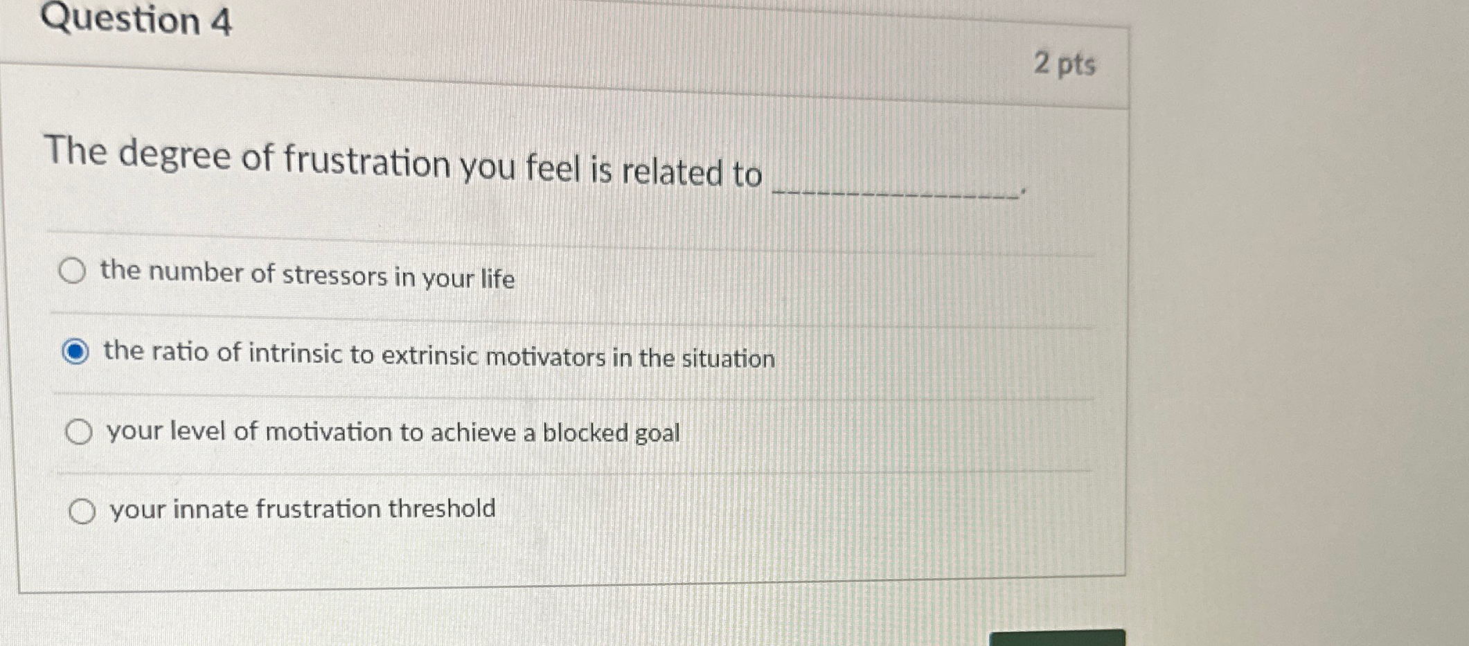 Solved Question 42 ﻿ptsThe degree of frustration you feel is | Chegg.com