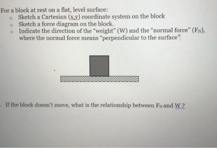 Solved For a block at rest on a flat, level surface: o | Chegg.com