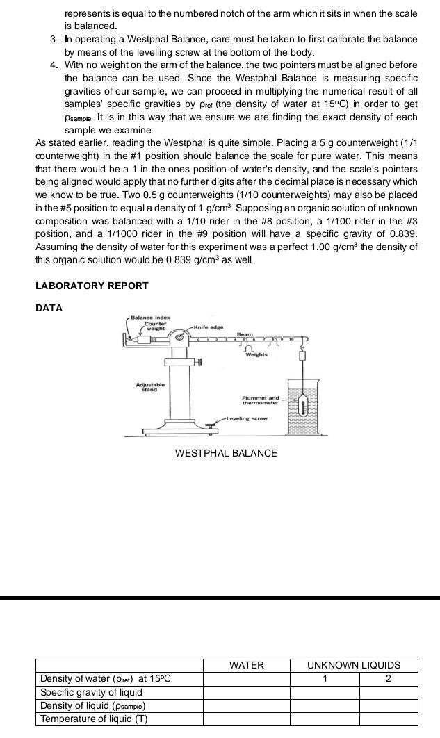 Solved LABORATORY EXPERIMENT 1 Liquid Density I Brief | Chegg.com