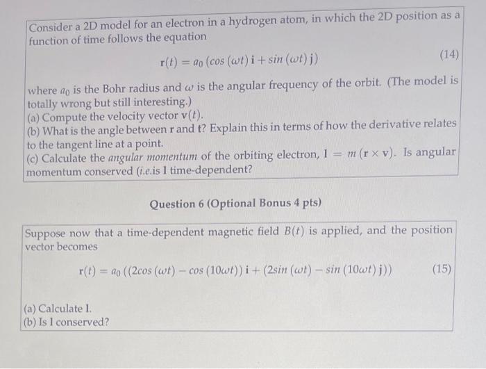 Solved Consider a 2D model for an electron in a hydrogen | Chegg.com
