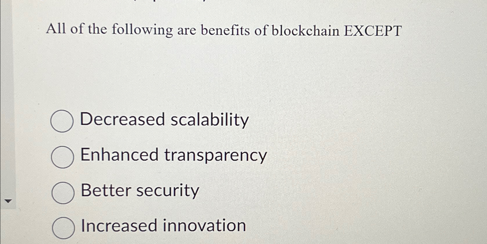 Solved All of the following are benefits of blockchain | Chegg.com