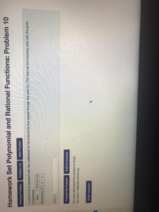 Solved Homework Set Polynomial and Rational Functions: | Chegg.com
