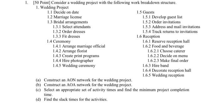 Solved (c) Select an appropriate set of activity times and | Chegg.com
